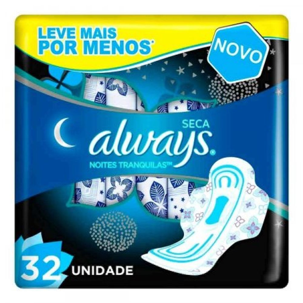 Absorvente Noites Tranquilas Cobertura Seca Com Abas Always Leve 32 ...