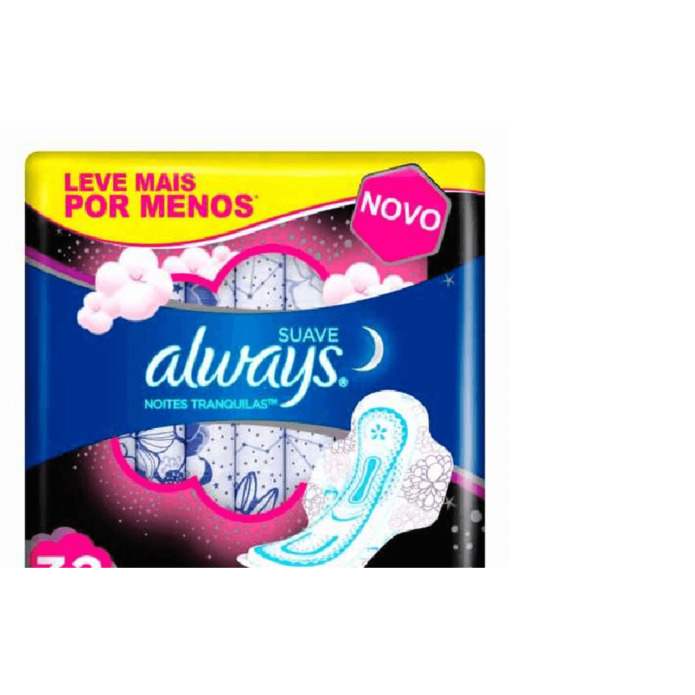 Absorvente Always Noites Tranquilas Cobertura Suave Com Abas 28Cm 32 ...