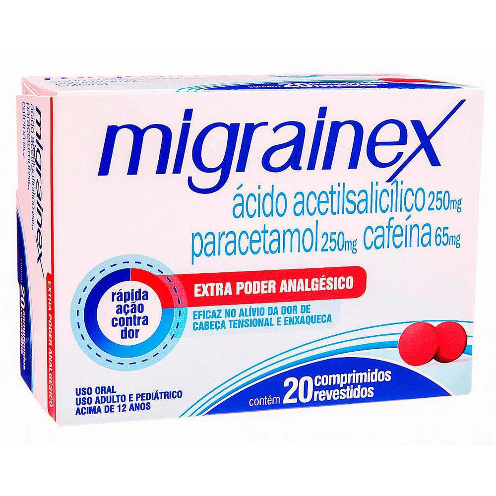 Migrainex 250 + 250 + 65Mg Caixa Com 20 Comprimidos Revestidos ...