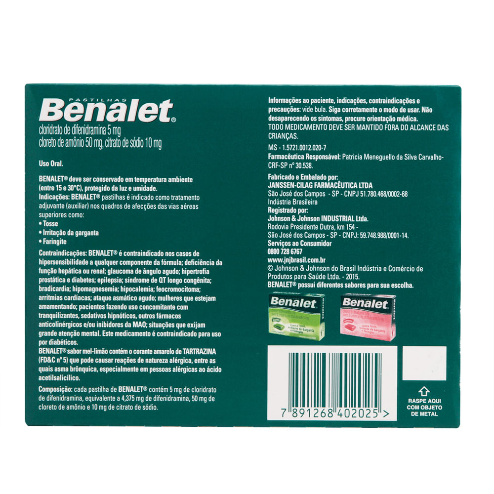 Pastilhas Benalet Sabor Mel e Limão | Drogafuji - drogafuji