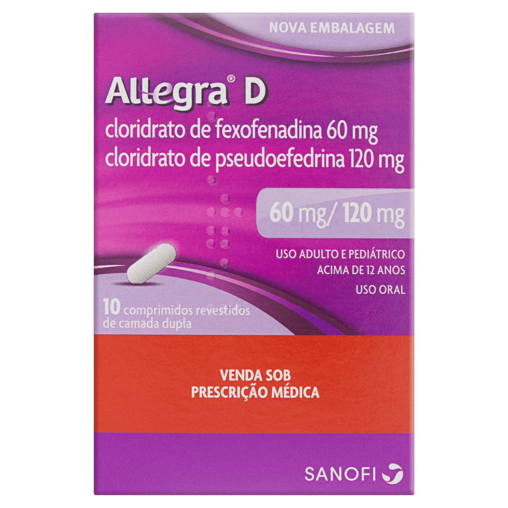 Allegra D 60 + 120Mg Caixa Com 10 Comprimidos | Drogafuji - drogafuji